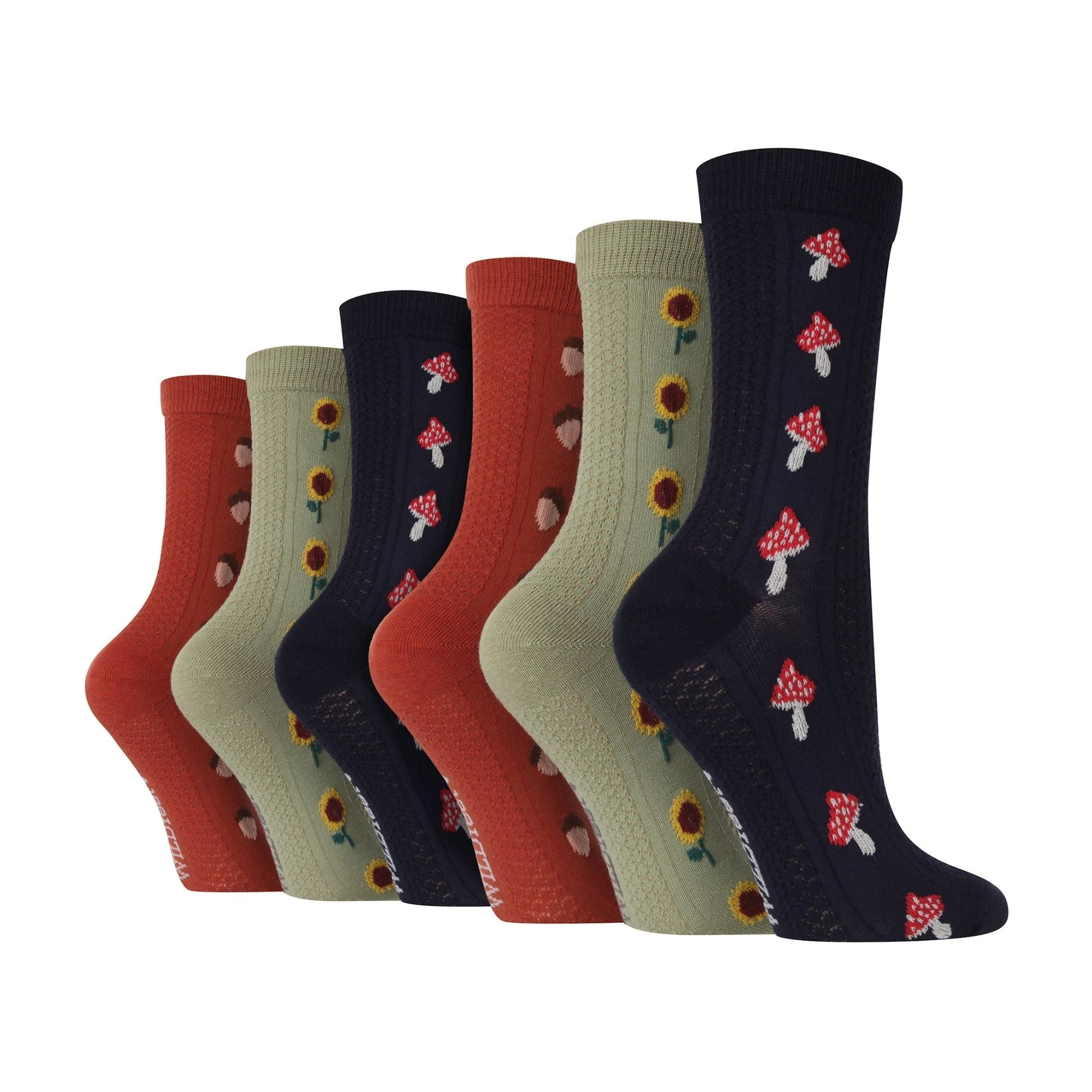 6 Pairs Ladies Multipack of Novelty Design Knitted Boot Socks | Autumn ...